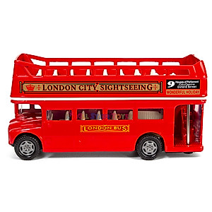 London Double Decker Bus Open Top, Red - Motormax 76008 - 4.75" Diecast Model Toy Car