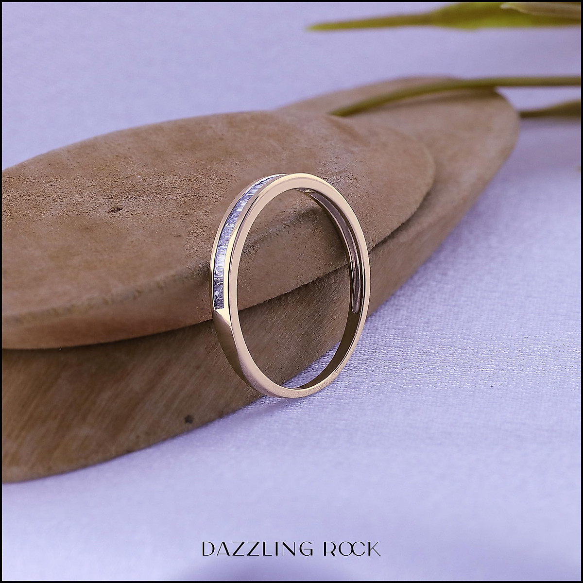 Dazzlingrock Collection 0.13 Carat (ctw) 14K Baguette Diamond Ladies Wedding Band Stackable Ring, Yellow Gold, Size 6