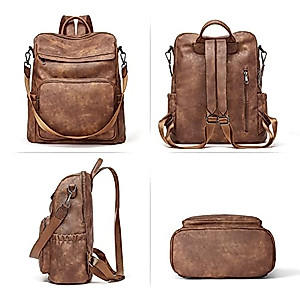 Botimmy Leather Backpack Purse for Women Fashion Convertible Ladies Shoulder Bags Large Travel Bag Casual Bookbag purse