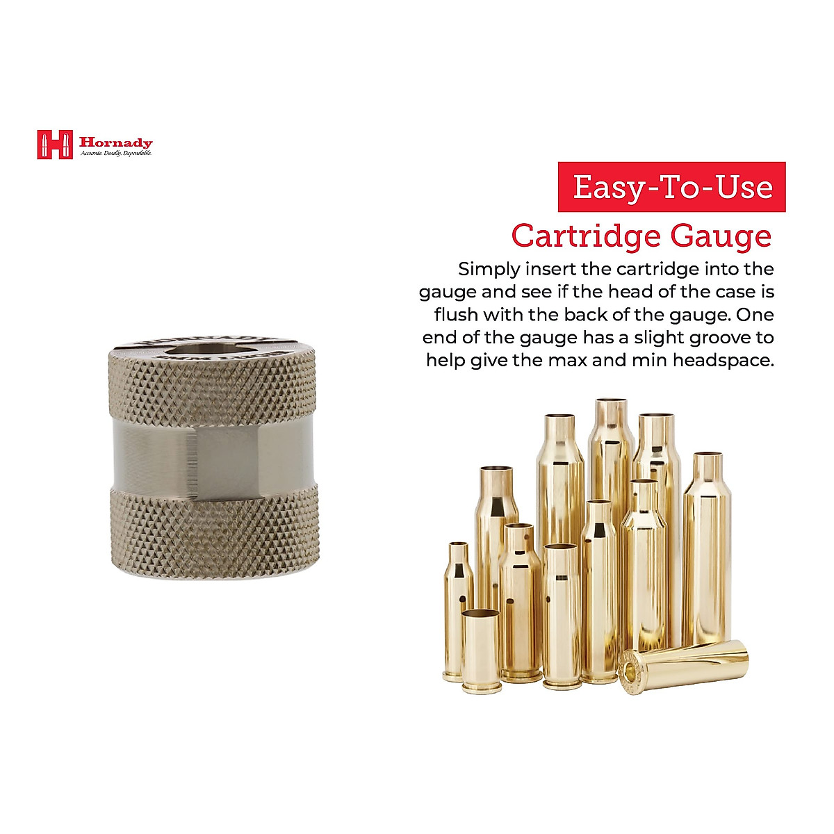 Hornady Lock-N-Load Cartridge Gauge 9MM Luger (.355), 380701 - Reloading Supplies to Help Check Cases & Ammo Specifications-Caliber Specific, Cylindrical Precision Steel Gauges Fit SAAMI Tolerances