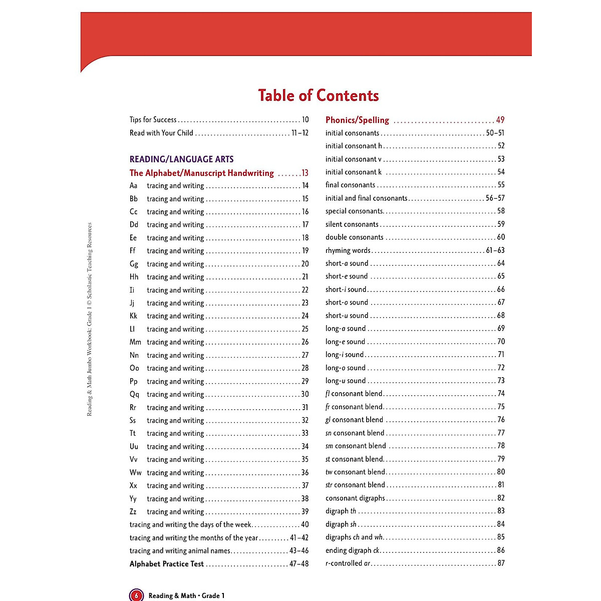 Reading & Math Jumbo Workbook: Grade 1