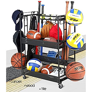 Houseables Caster Wheels, Casters, Set of 4, 3 Inch, (Screw Diameter 3/8"-16, Length 1.5"), Rubber, Heavy Duty, Threaded Stem Mount Industrial Castors, Locking Metal Swivel Wheel, for Furniture, Cart