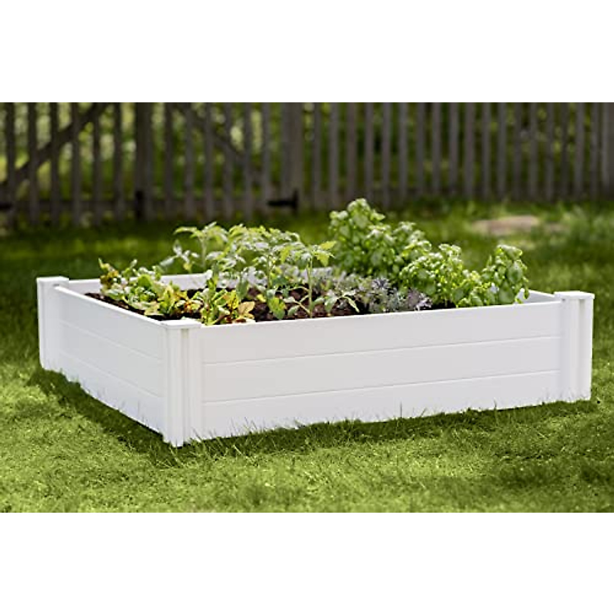 Vita Classic 4'X4'x11 Vinyl Raised, White VT17108 x 4ft Modular Garden Bed, 11" H