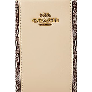 COACH Box Program Signature Jacquard Small Wristlet Cocoa Ivory One Size