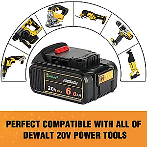 ZLWAWAOL 2 Pack DCB206 20V MAX 6.0Ah Replacement Battery Compatible with Dewalt 20V Battery DCB200 DCB203 DCB204 DCB206 20V DCD/DCF/DCG/DCS Series Cordless Power Tool