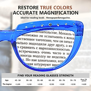 Eyekepper 4-Pack Reading Glasses for Women Rhinestone Readers Oversize Half-Moon Design Eyeglasses +2.50