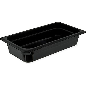 Carlisle FoodService Products Storplus High Heat Food Pan Steam Table Pan, Chafing Pan for Catering, Buffets, Restaurants, High Heat Plastic, 1/3 Size 2.5 Inches Deep, Black, (Pack of 6)