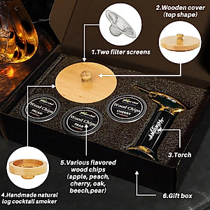 Yiiwinwy Cocktail Smoker Kit with Torch,Whiskey Smoker Kit,Bourbon/Drink/Old Fashioned Smoker Kit with 6 Flavor of Wood Chips,Christmas Gifts for Men,Husband,Dad (No Butane)