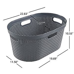 Saedy 4 Packs Plastic Laundry Clothes Baskets, 40L, Large Laundry Hamper with Cutout Handle