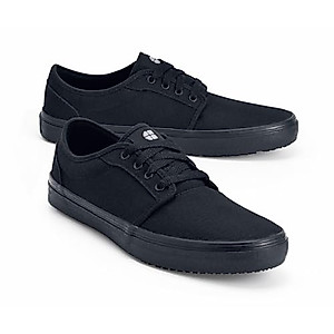 Shoes for Crews Merlin, Men's, Women's, Unisex Slip Resistant Canvas Work Shoes, Water Resistant, Black, Men's 6 / Women's 7.5