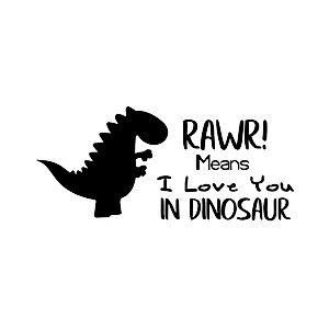 Vinyl Wall Art Decal - Rawr Means I Love You in Dinosaur - 16" x 36" - Cute Boys Little Girls Kids Adhesive Peel Off Sticker - Cute Nursery Bedroom Playroom Home Apartment Classroom Decor Stickers