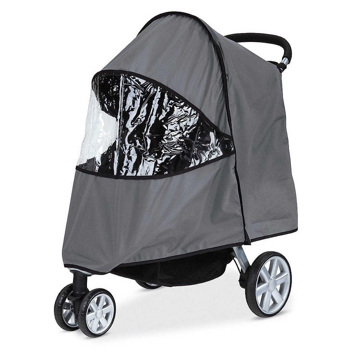 Britax B-Free Stroller Wind and Rain Cover | Easy Install + Air Ventilation + Storage Pouch Included Grey