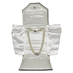 Novel Box Premium Large Black/White Stitched Leatherette Pearl / Omega Necklace Folder + Custom NB Pouch