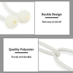 8 Pack Curtain Tie Backs, Pearl Curtain Ties Decorative Rope, Modern Rope Buckle Curtain Holdbacks Holder for Home Bedroom Office (Grey)