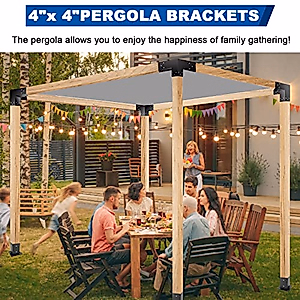 Pergola Gazebo Brackets Kit Nopwer - 3-Way Right Angle Corner Bracket for 4x4 Inch Wood Beams
