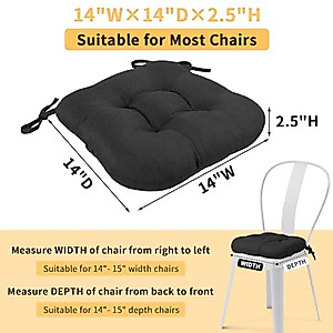 Detiblue Kitchen Counter Barstool Cushions Set of 2, 14"x14" Dinning Chair Cushions with Ties, Tufted Bar Stool Cushions for Indoor Dining Chair, Kitchen Stools, Barstools - Black