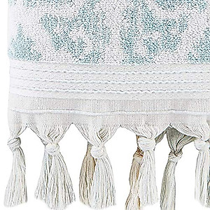 SKL Home Mirage Fringe 100% Turkish Cotton Hand Towel Set, Aqua