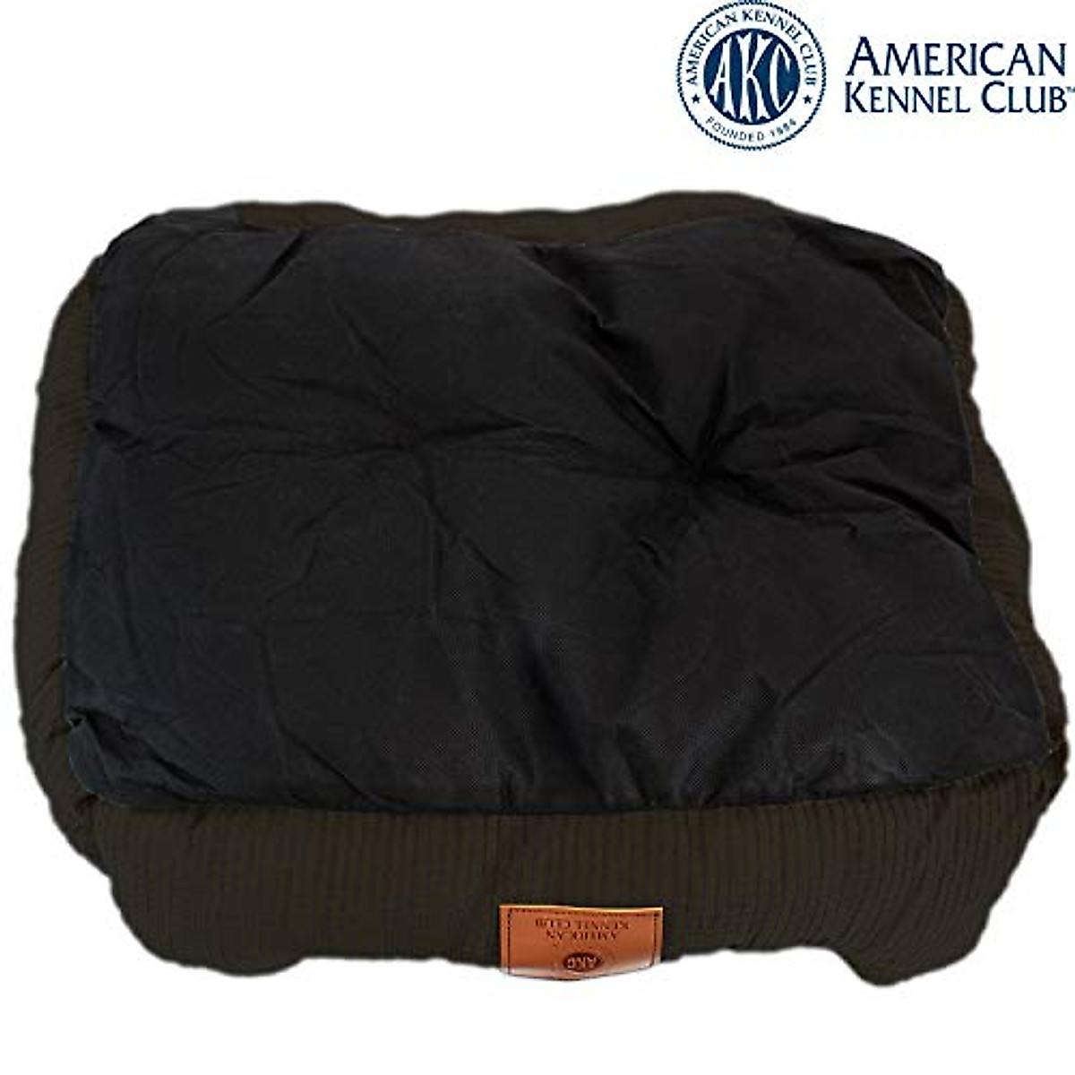 American Kennel Club Small Black Dog Bed, Solid Weave Cuddler, AKC Pet Cuddler, 26"