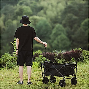 Garden Folding Trolley Portable Collapsible Outdoor Utility Wagon Picnic Camping Cart 80KG Max Load Push Wagon Sturdy Lightweight Beach Outdoor Garden Picnic Cart,White