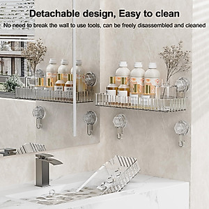 Ankoox Shower Caddy Suction Cup Bathroom Shower Organizer for Bathroom Storage Home Decor & Kitchen No Drilling Large Capacity Removable and Reusable Shower Shelves for Inside Shower. (clear, square)