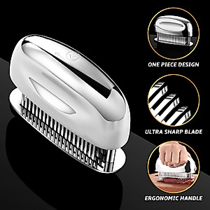 Meat Tenderizer Tool, Ultra Sharp Needle Blades 100% Stainless-Steel, Heavy-Duty Kitchen Gadgets, Hand Held Meat Tenderizer Needle Tool, Cooking Gadget for Tenderizing Chicken, Steak, Veal, BBQ