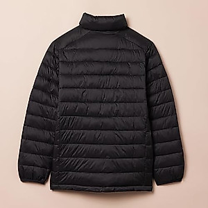 Amazon Essentials Boys' Lightweight Water-Resistant Packable Puffer Jacket, Black, Small
