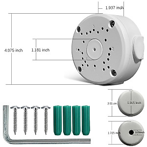 (Metal Aluminum & Waterproof) Junction Box Mount Bracket, Universal for Bullet Security Camera, Aluminum Waterproof Hide Cable Junction Box Compatible with Solar Panel, Fits Wall Ceiling