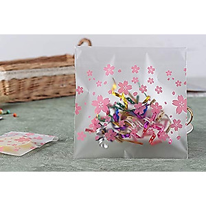 NF Orange 200 Pieces Self Adhesive Cookie Bags Candy Bags Party Favor Bags Treat Bags gift bag (Cherry blossoms)