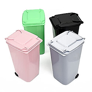 Mini Trash Can with Lid Swing Top Small Trash Can Pen Holder for Car Bedroom Office Desktop 22 Fl Oz (4 Pcs Multi-Color)