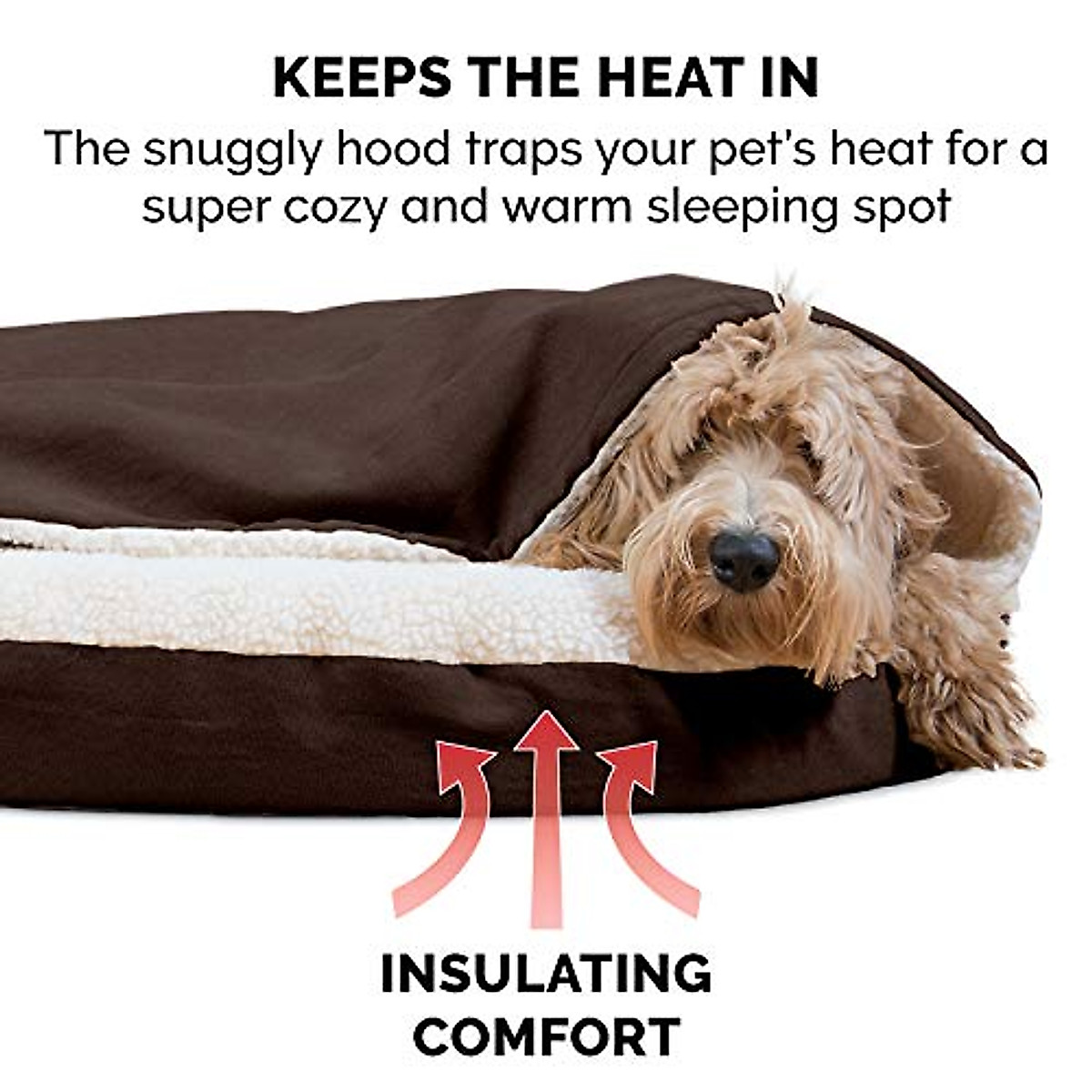 Furhaven 26" Round Orthopedic Dog Bed Sherpa & Suede Snuggery w/ Removable Washable Cover - Espresso, 26-inch