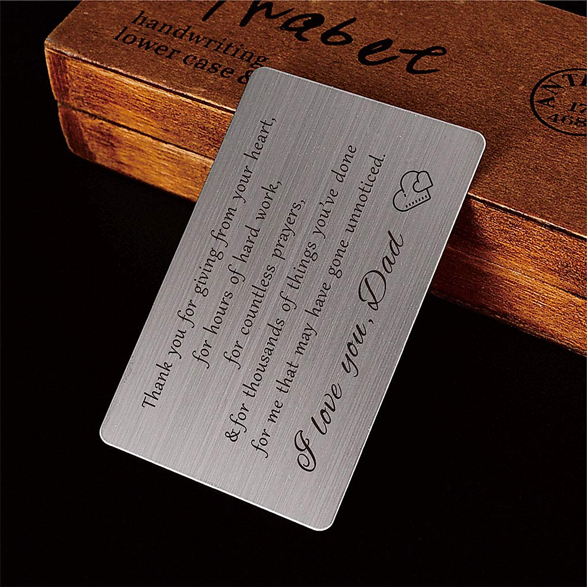 FALOGIJE Dad Gifts Engraved Wallet Card - Thank You Dad I Love You - Birthday Card for Dad, Fathers Day, Christmas