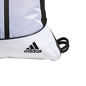 adidas Alliance Sackpack, Drawstring, Lightweight Small Gym Bag for Women, Soccer Backpack, White/Black/Black, One Size