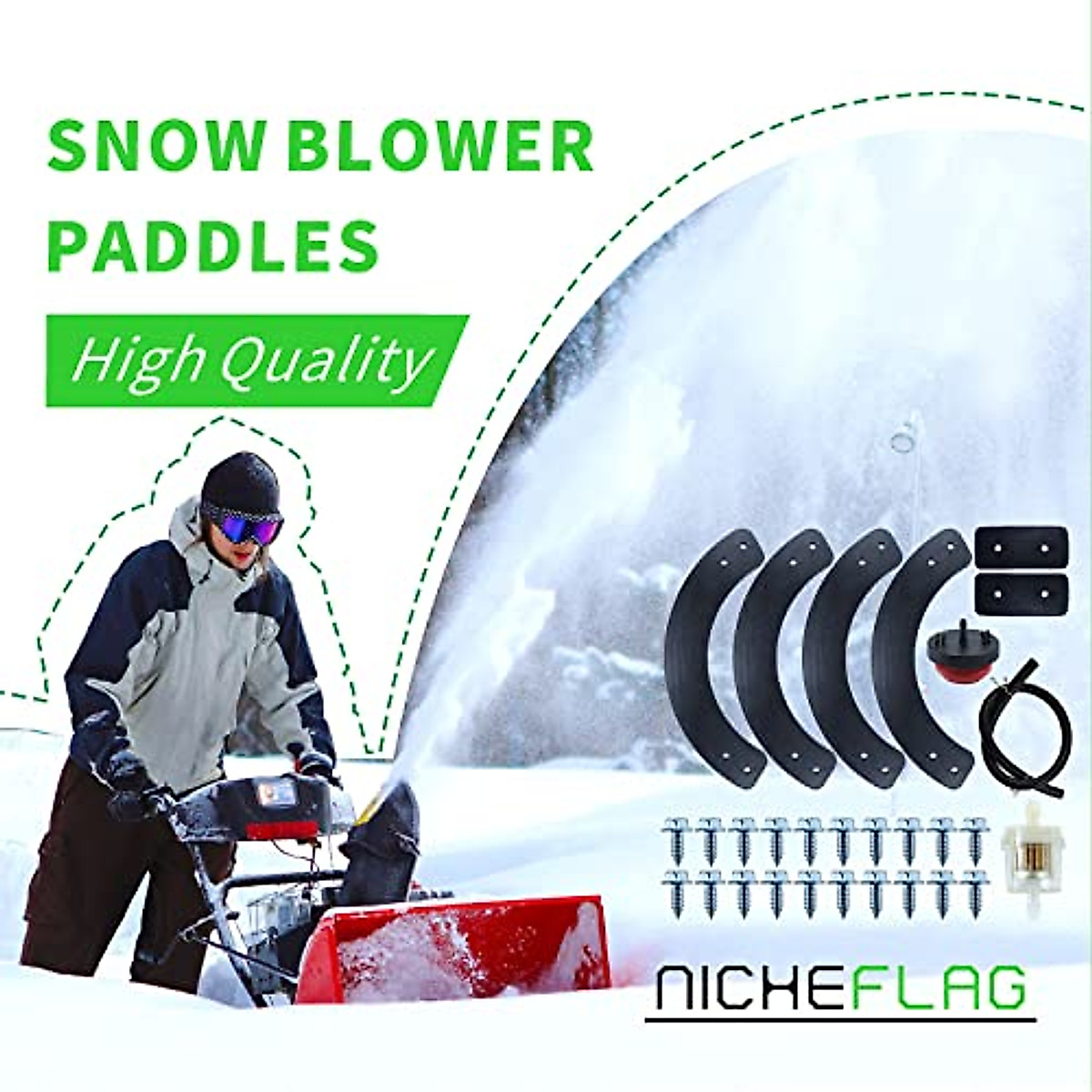 NICHEFLAG 753-04472 Auger Kit Replaces MTD 753-04472 MTD, Auger Replacement Rubber 753-04472 Kit, 753 04472, 735-04032, 735-04033 for Troy-Bilt Squall 2100, 210, 521, 721, 5521 Snow Throwers