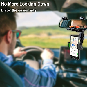 HOYZNBI 𝟐𝟎𝟐𝟒 𝐔𝐩𝐠𝐫𝐚𝐝𝐞𝐝 Rearview Mirror Car Phone Holder, 360° Rotatable & Retractable Car Phone Holder Mirror Mount, Universal Car Phone Mount Automobile Cradles for All Smartphones & Cars