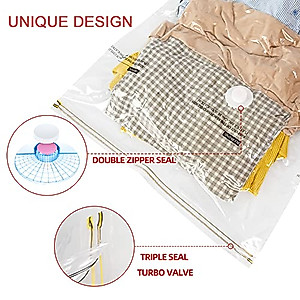 Vacuum bags for clothes 10 Pack (5 Medium, 5 Smaller)Vacuum Storage Bags,Compression Storage Bags for Comforters and Blankets,Vacuum Sealer Bags for Clothes Storage,Save 80% of Space! Hand Pump Included