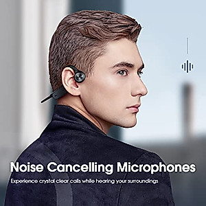 Bluetooth Bone Conduction Sport Headphones, Open-Ear Wireless Running Headphones w/Stereo Sound,Bluetooth 5.0 Earbuds Hearing Protection Earphone w/IPX5 Waterproof/9Hrs Playtime/ Microphone for Call