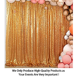 ShinyBeauty Sequin Curtain-Backdrop-5FTx10FT-Gold-Sequin Fabric Photo Booth Backdrop Glitter Backdrop Gold Photography Backdrop