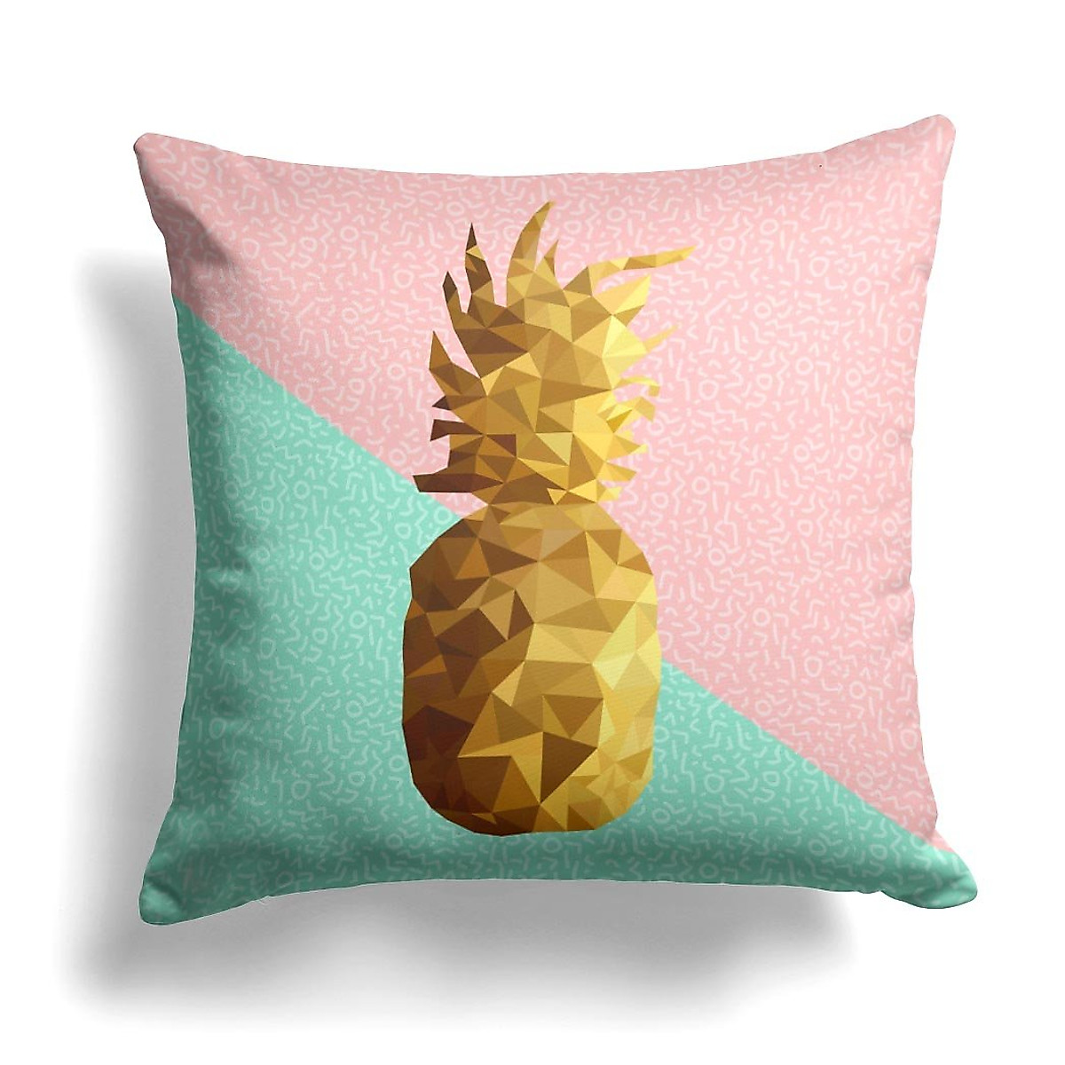 iiRov Summer Design Ink-Fuzed Decorative Throw Pillow - Geometric Summer Pineapple v1