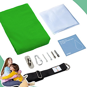 OUTREE Kids Pod Swing Seat, Cotton Child Hammock Swing Chair, Sensory Swing for Indoor and Outdoor Use, Green and Blue