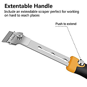 Multi-Purpose Razor Blade Scraper | Razor Scraper Set w/ 10pcs Extra Blades Cleaning Scraper Tool - Window Scraper, Glass Scraper, Blade Scraper, Paint Scraper, Oven Scraper- Extendable-Handle Design