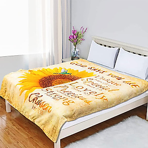 Puppettv Sunflower Blanket Christian Gifts for Women Men 40×50 Inch, God Says You are Inspirational Religiou Throw Blankets for Kids Adults, Soft Cozy Bible Verse Scripture Blanket for Couch Bed