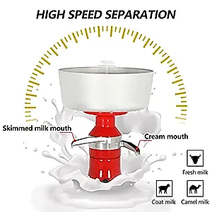 Milk Cream Centrifugal Separator Electric Cream Separator Stainless Steel 100L/H Goat Cow Milk Separator Turning Raw or Whole Milk into Cream and Skim Milk for 110V 100W