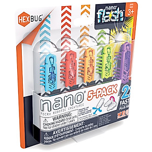HEXBUG Nano 5 Pack, 4 Nano Bugs with Bonus Flash Nano, Sensory Toys for Kids & Cats with Vibration Technology, STEM Kits & Mini Robot Toy for Kids Ages 3 & Up