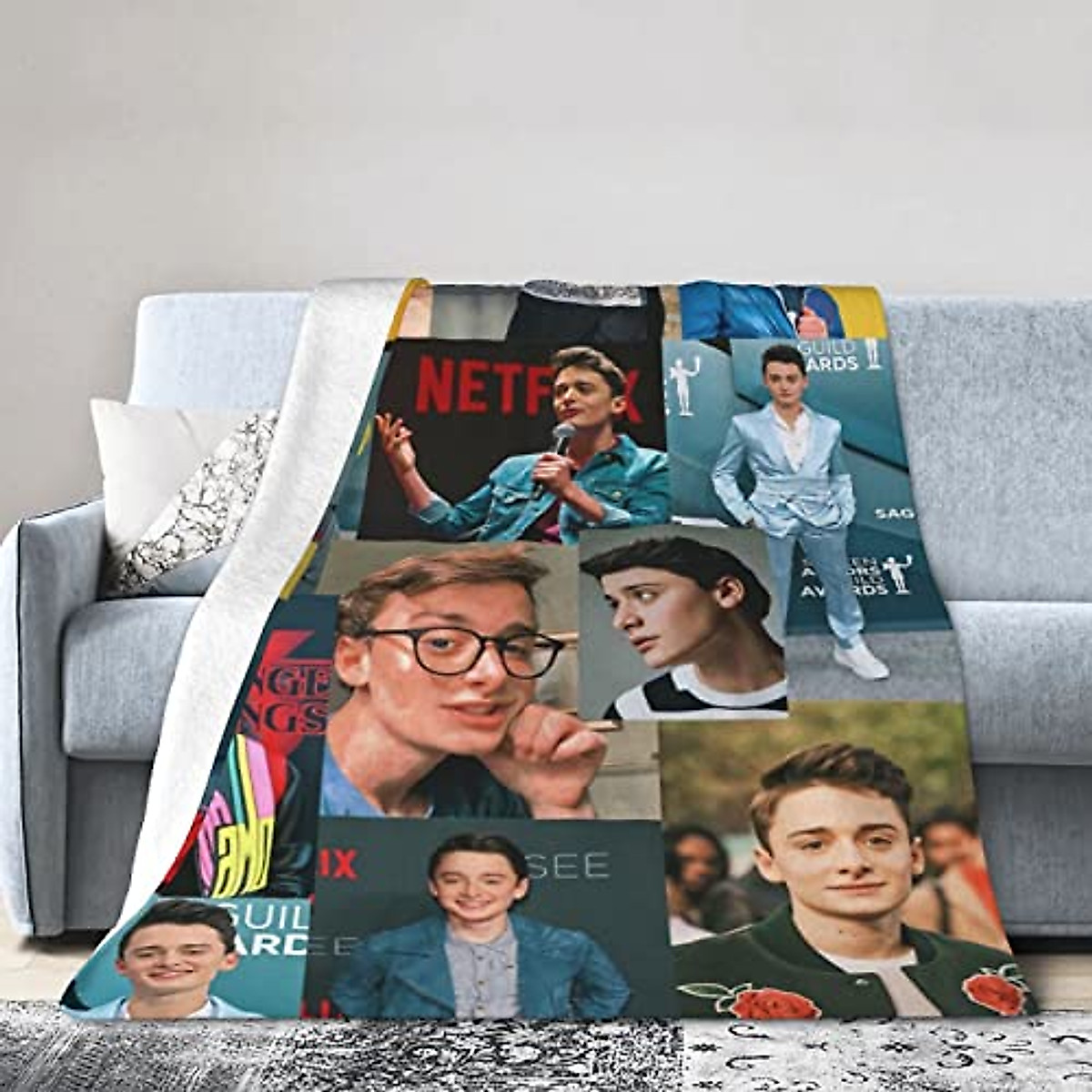 Noah Schnapp Collage Ultra-Soft Micro Fleece Throw Blanket Warm Comfortable Versatile Blanket for Sofa and Travel