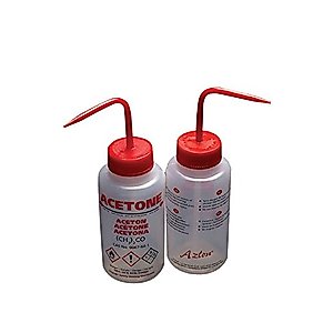AZLON WGW537VTML Plastic, Wash Bottle, Wide Mouth, Acetone, LDPE, Vent, 500 ml (Pack of 5)