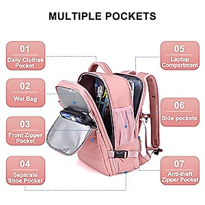 Large Travel Backpack Women, Carry On Backpack,Hiking Backpack Waterproof Outdoor Sports Rucksack Casual Daypack School Bag Fit 14 Inch Laptop with USB Charging Port Shoes Compartment