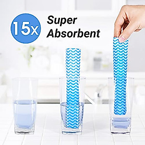 elinnee Reusable Cleaning Cloths Dish Paper Towels, Domestic Cleaning Towels, Multipurpose Quick-Dry Rag Dish Cloths Heavy Duty Handy Wipes for Kitchen 25 Count 14.2"X15.7", Blue