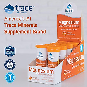 Trace Minerals Magnesium Effervescent - Bone & Circulatory Health Support Supplement - Magnesium Supplement to Aid Cardiovascular Health & Positive Outlook - Orange, 8 Containers (80 Servings)