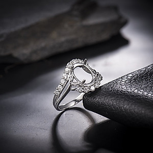 Lanmi Women's Oval 5X7mm 7.5X9.5mm 8X10mm 14K White Yellow Gold Diamond Semi Mount Engagement Wedding Ring Set