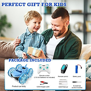 FUUY Amphibious Waterproof Remote Control Boat: RC Car Monster Truck with Lights 4WD Gesture Hand Controlled Water Beach Pool Toys Kids Gifts for Boys Pool Toys